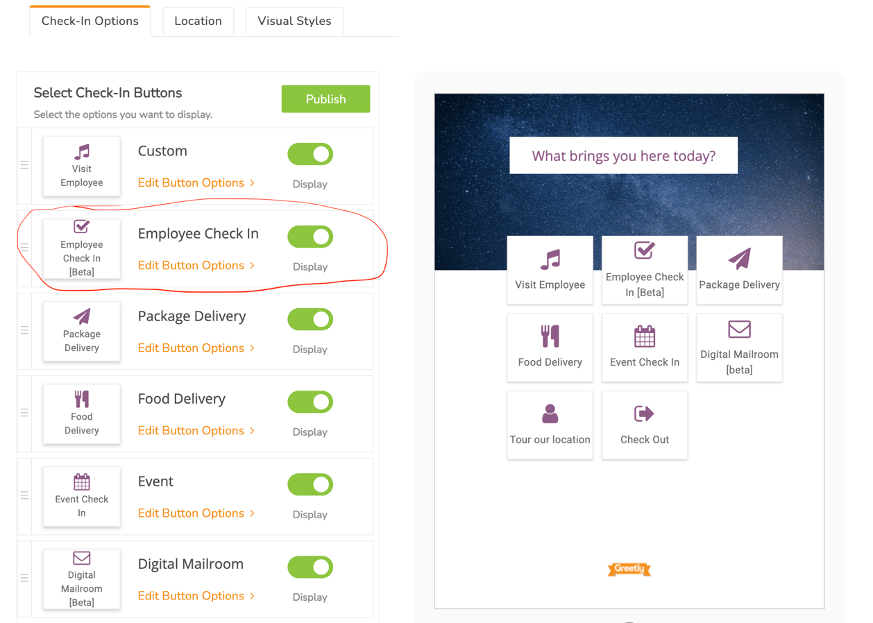 How to Use the Employee Check-in Button