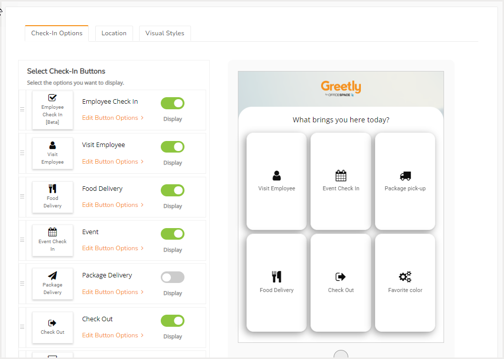Turning a Check-in Button On or Off